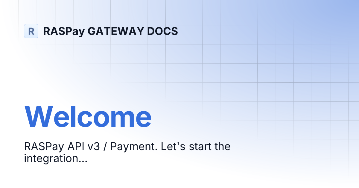 Welcome | RASPay GATEWAY DOCS